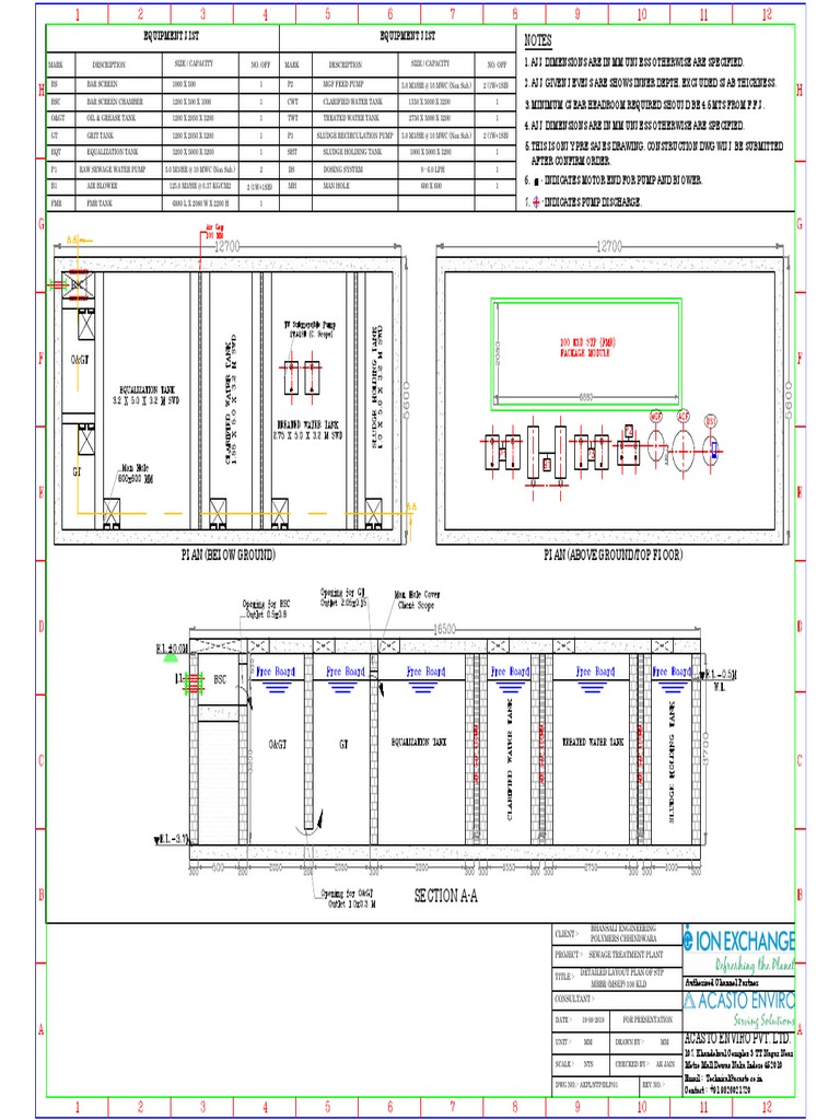 Detailed Layout Plan of 100 KLD STP Package | PDF | Water Treatment | Water Supply
