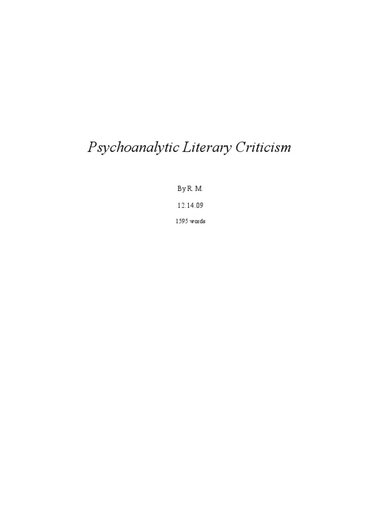 Psychoanalytic Literary Criticism 2 | PDF | Psychoanalysis ...