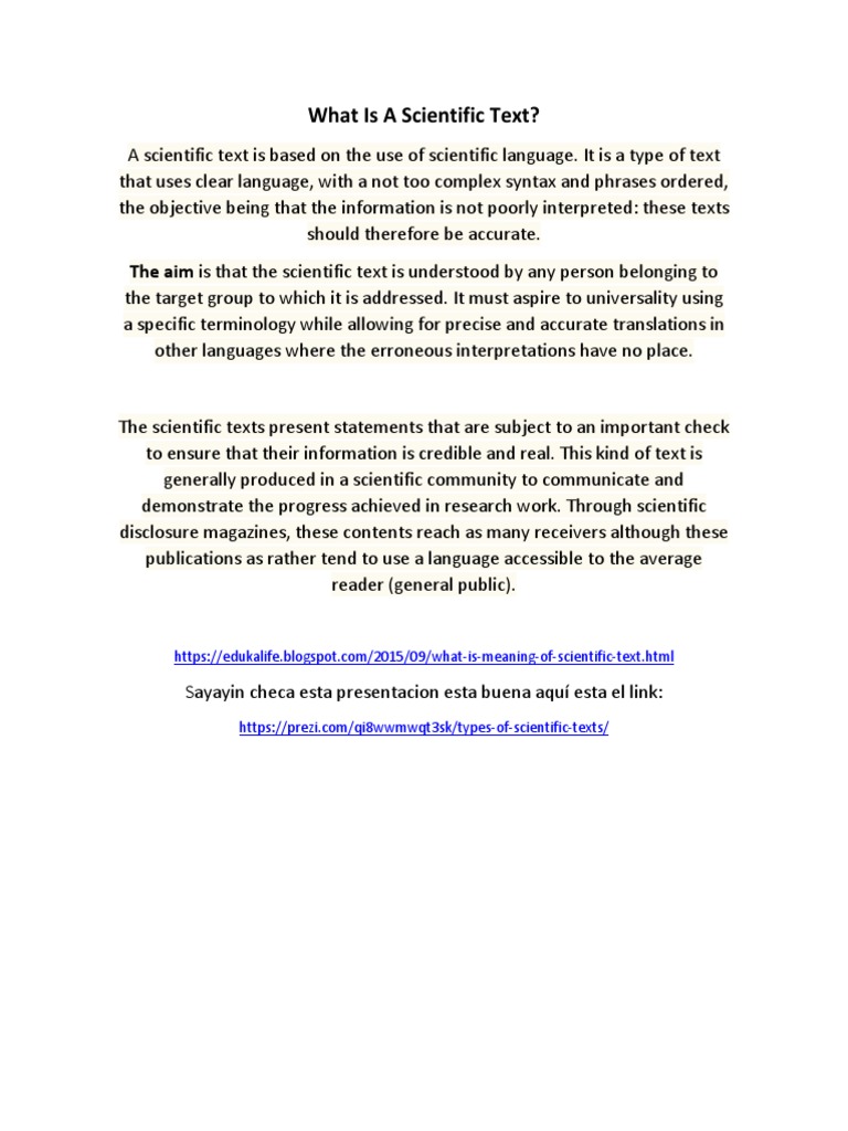 What Is A Scientific Text | PDF