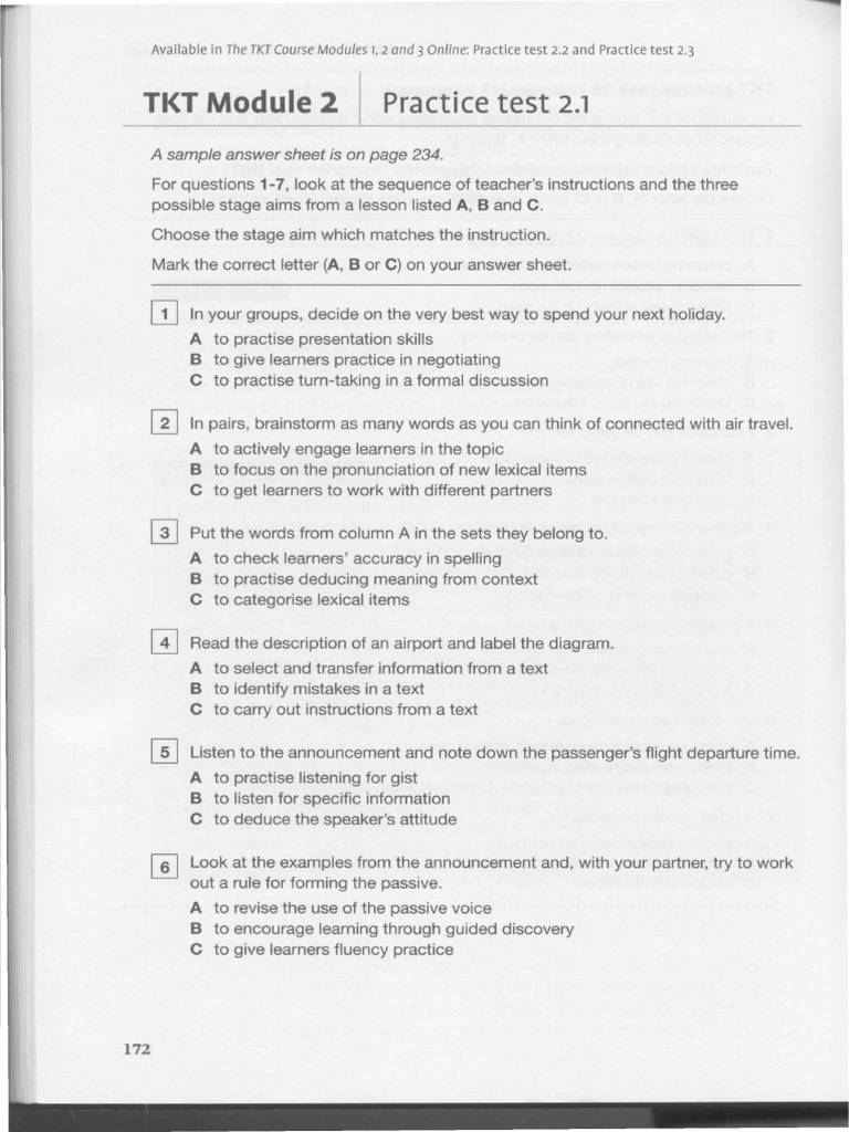 Practice Test - Module 2 - Bk2 | PDF | Second Language | Learning