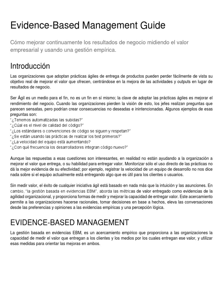 Evidence-Based Management Guide Esp | PDF | Innovación | Software