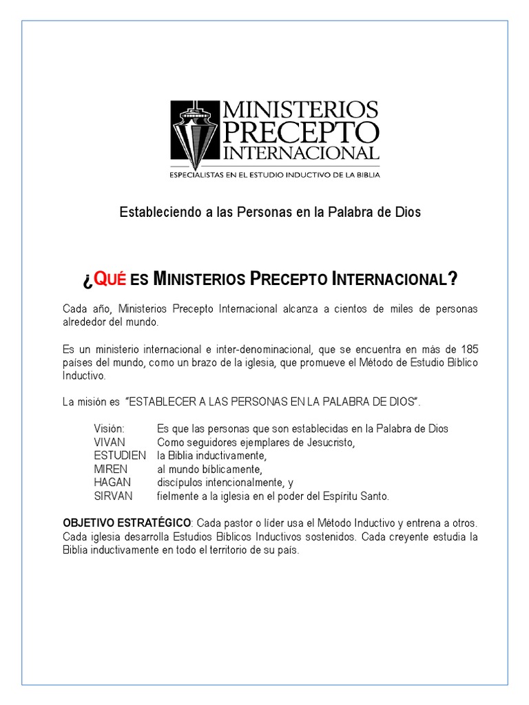 Ministerios Precepto Internacional: Misión y Visión | PDF | Salvación ...