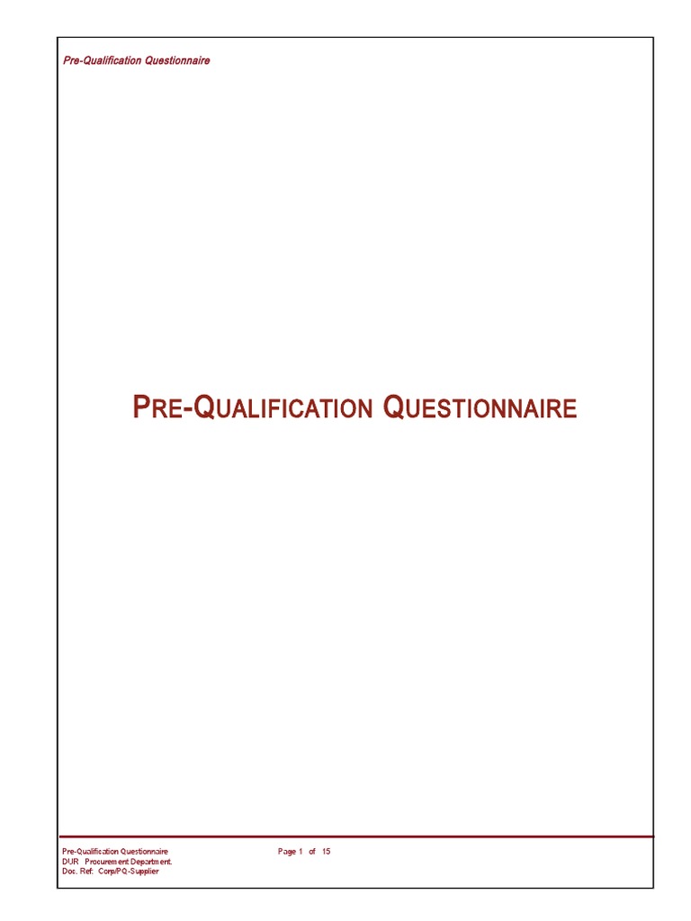 Supplier Pre-Qualification Form | PDF | Riyadh | Audit