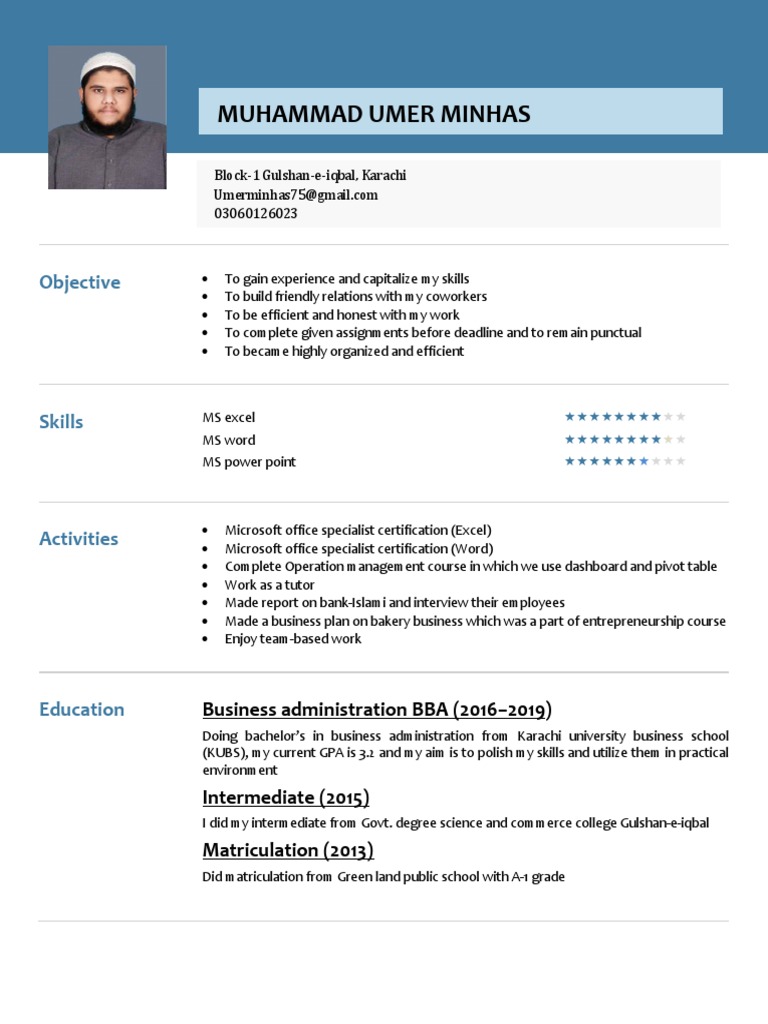 Muhammad Umer Minhas: Objective | PDF