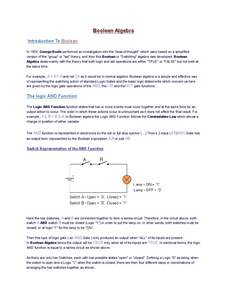 Boolean Algebra: Introduction To | PDF | Logic Gate | Boolean Algebra