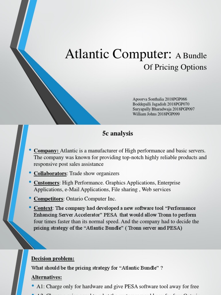Atlantic Computer:: A Bundle of Pricing Options | PDF | Pricing | Prices