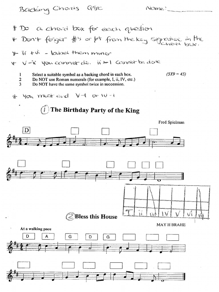 Junior Cert Music Backing Chords Sec | PDF