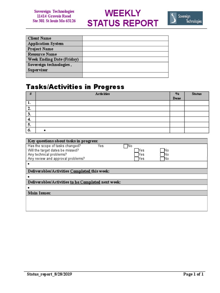 Status Report Template | PDF