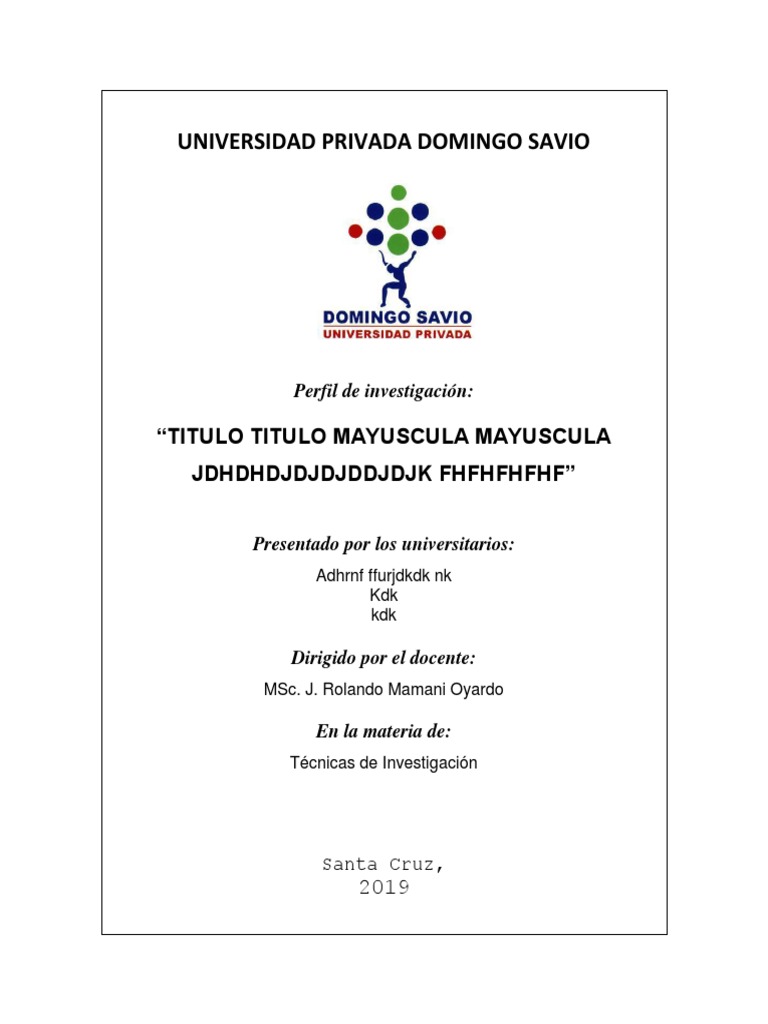 Formato de Carátula