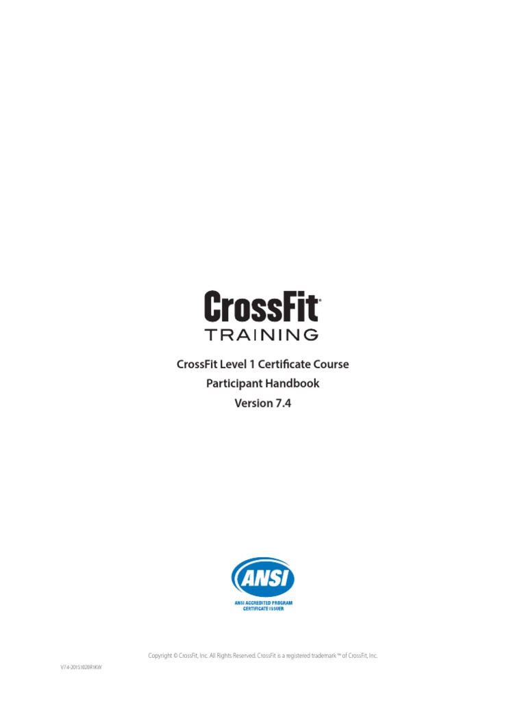 Crossfit Level 1 Certificate Course Participant Handbook: V7.4 ...