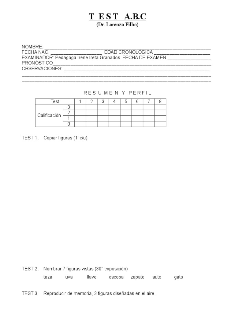 Test Abc | PDF | Papel | Lápiz