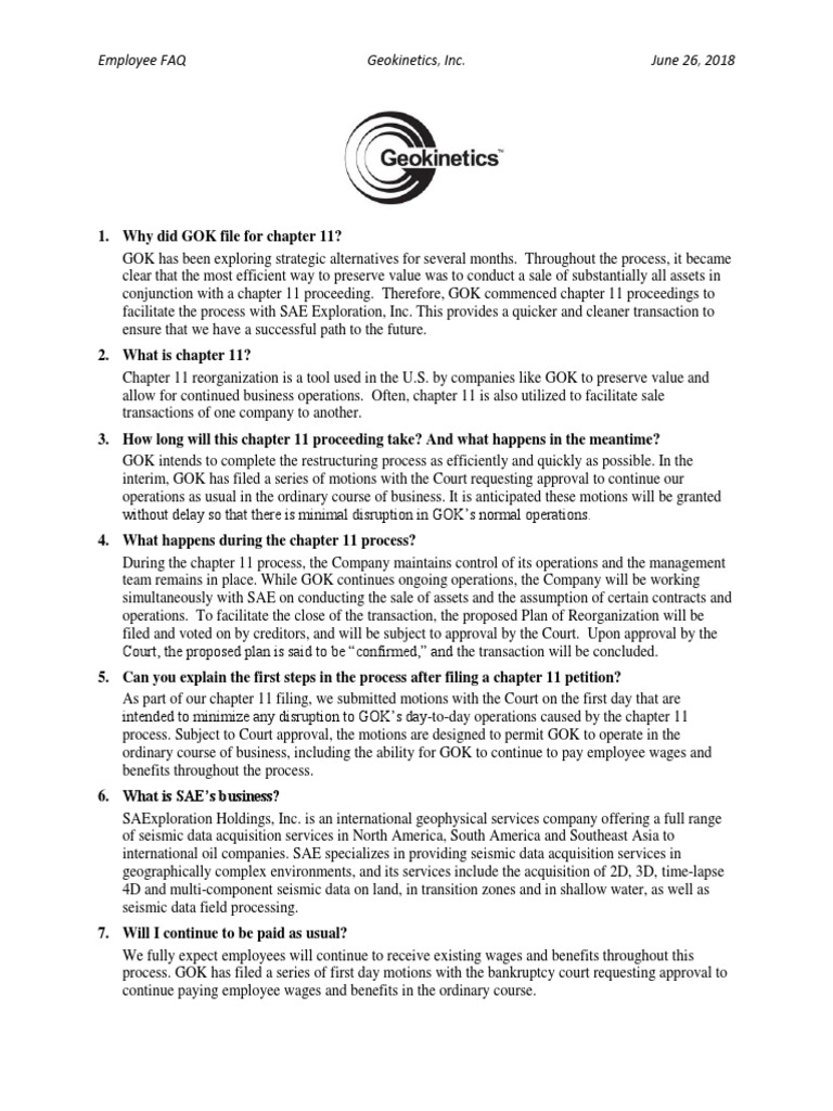 Geok Employee Faq | PDF | Chapter 11 | Employee Benefits