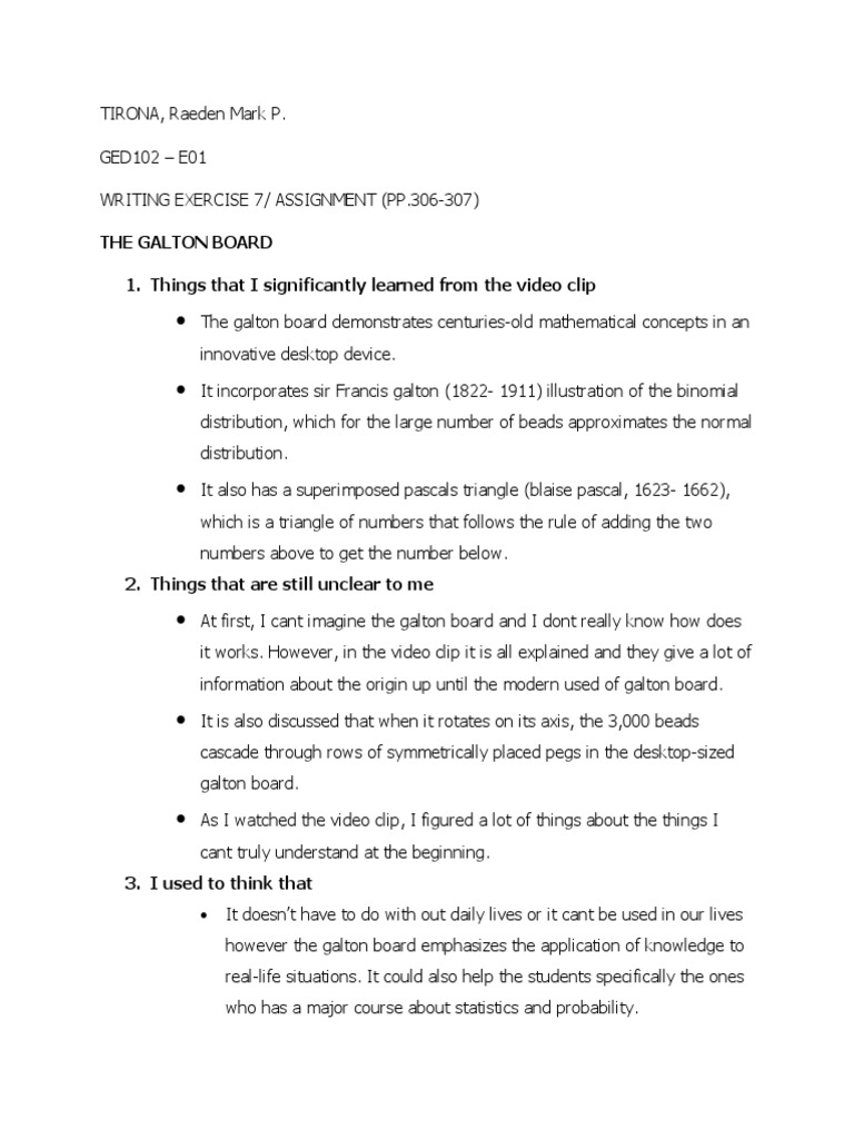 Understanding the Galton Board | PDF | Teaching Methods & Materials
