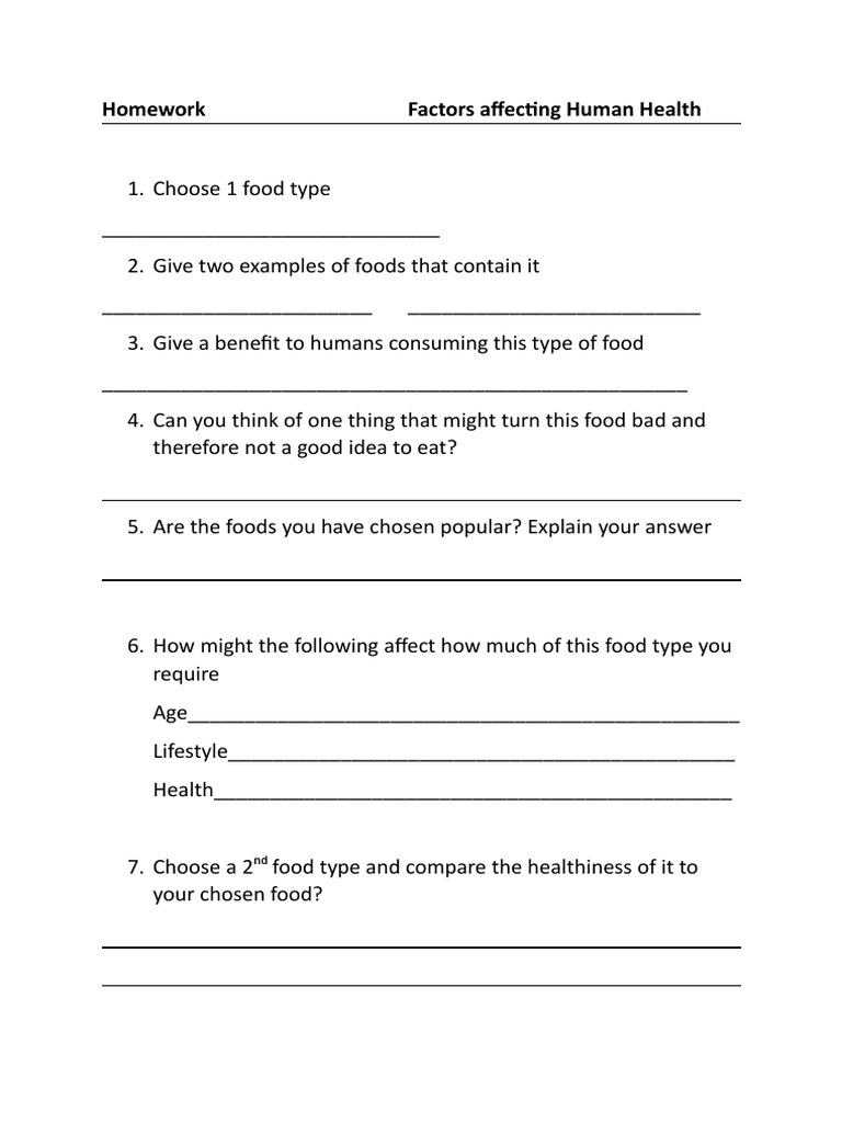 Homework Food JC | PDF