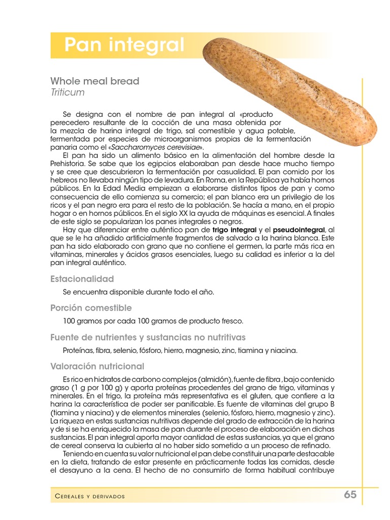 Pan Integral: Whole Meal Bread | PDF | Panes | Cereales