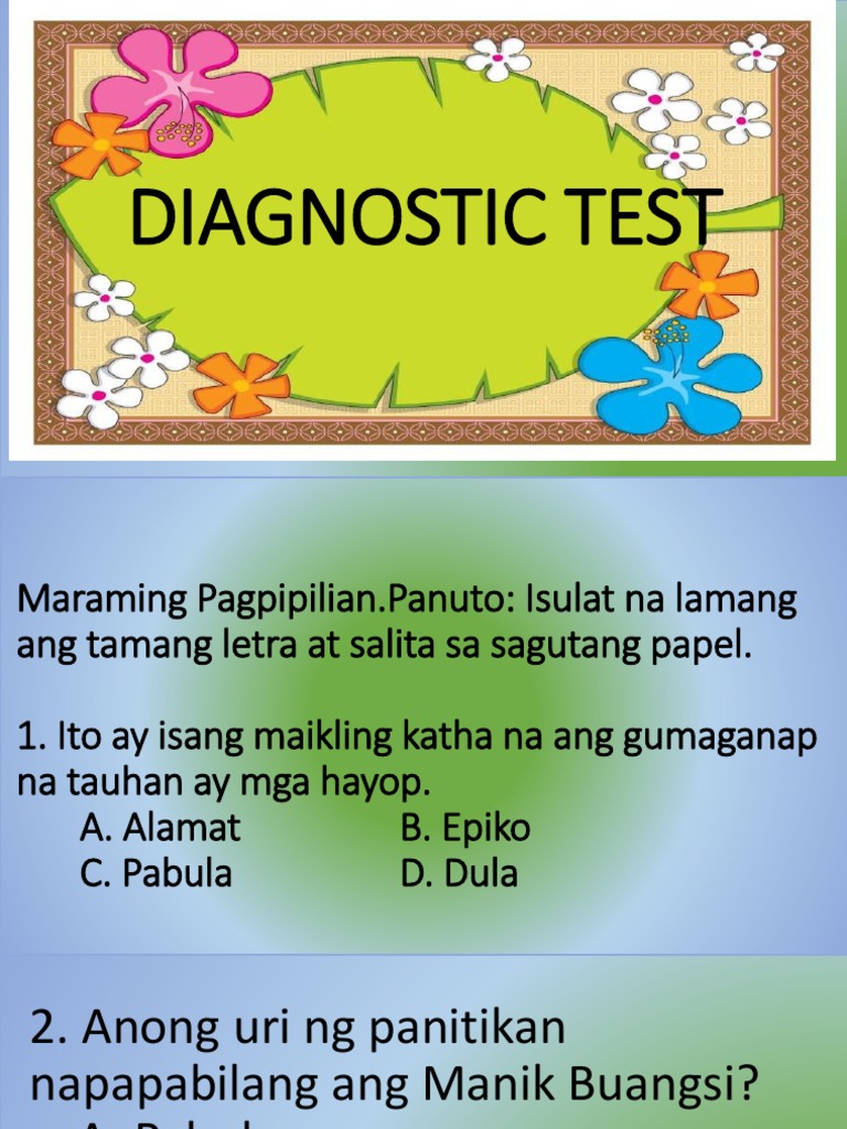Diagnostic Test in Filipino 7 | PDF