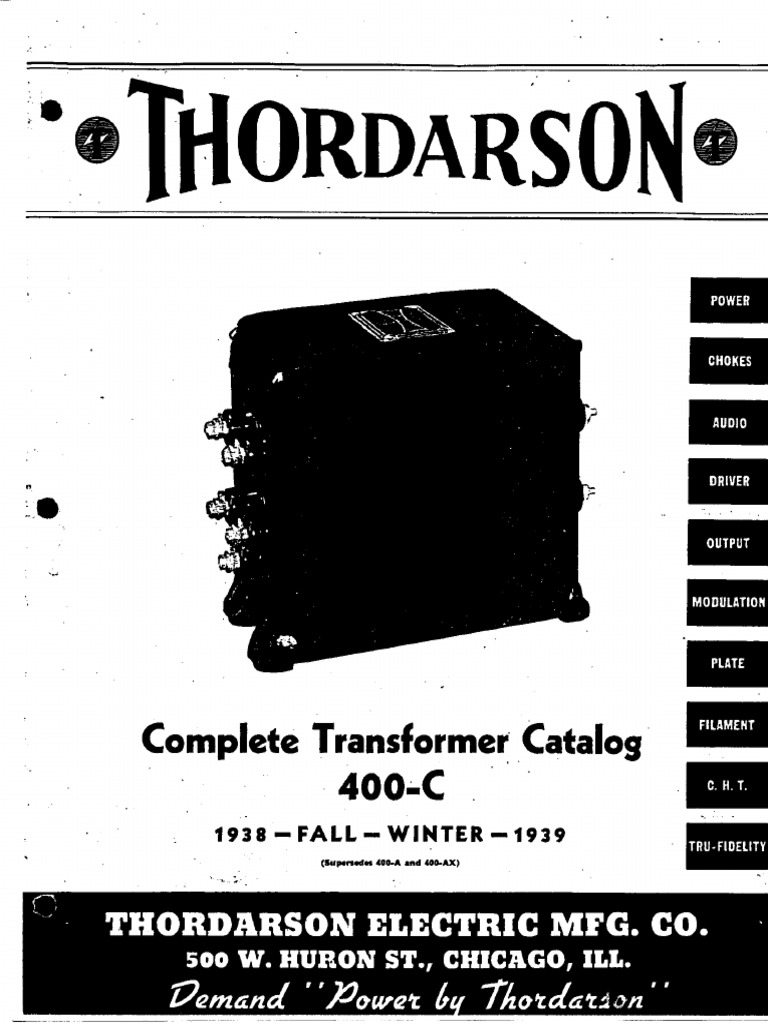Thordarson Catalogue 400C | PDF