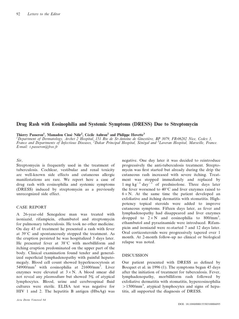 Drug Rash With Eosinophilia and Systemic Symptoms (DRESS) Due To ...