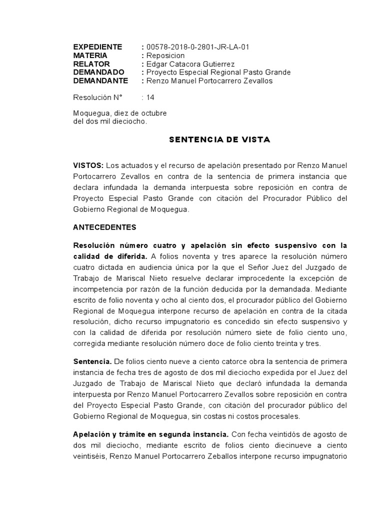 Modelo de Resolucion de Sentencia | PDF | Apelación | Sentencia (ley)