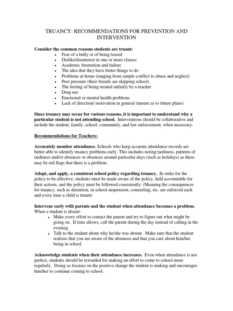 Addressing the Root Causes of Truancy Through Collaborative Prevention ...