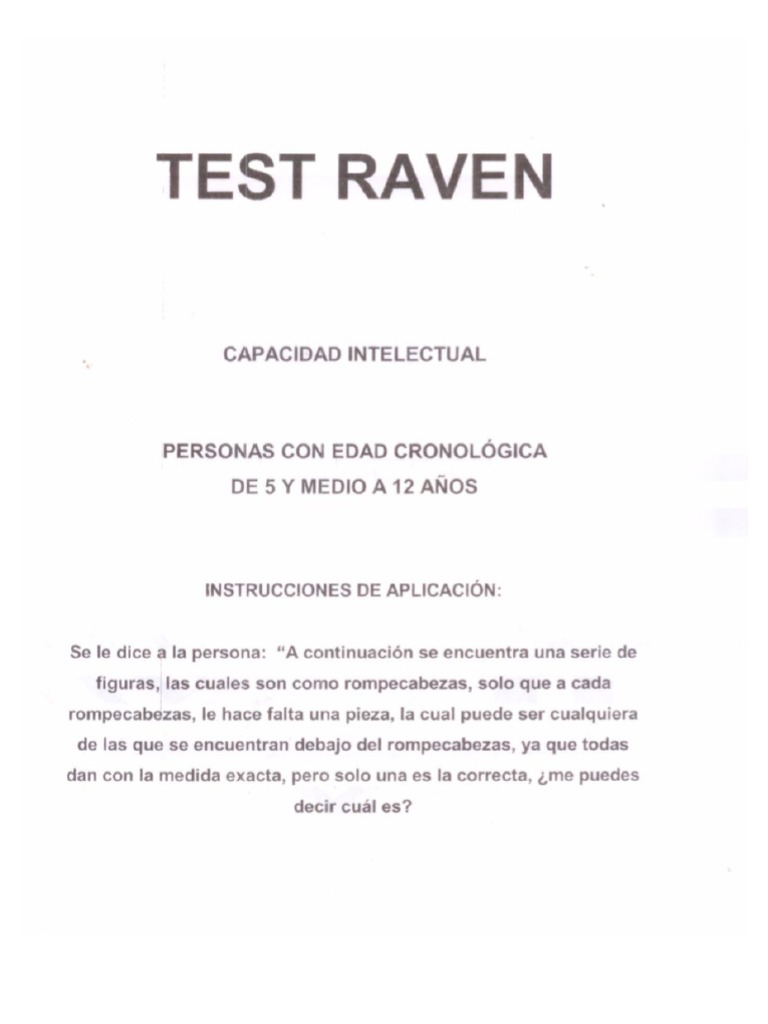 Test Raven Cuadernillo | PDF