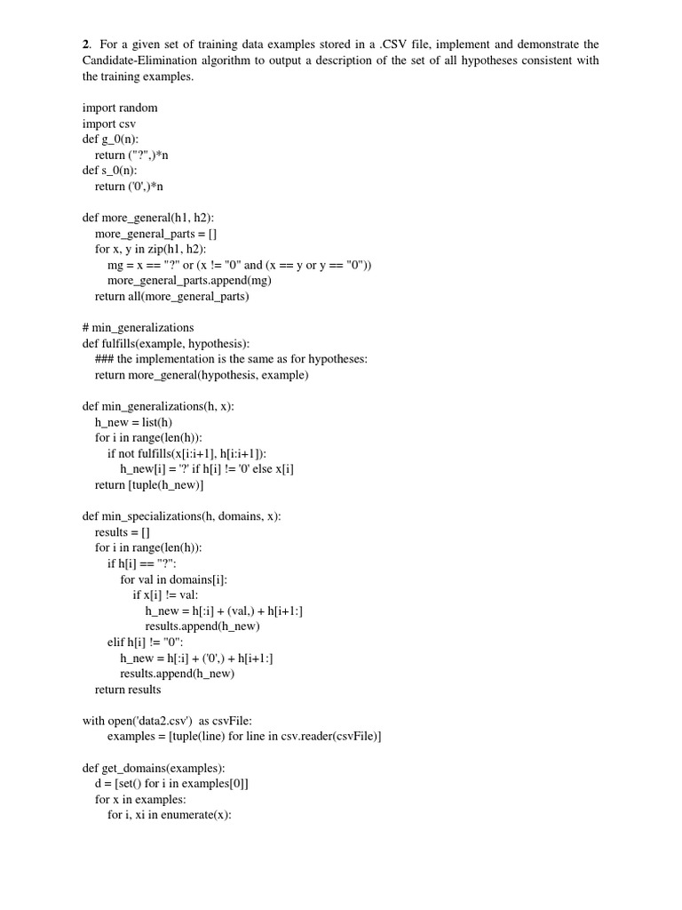 Candidate Elimination Algorithm | PDF | Theoretical Computer Science | Applied Mathematics