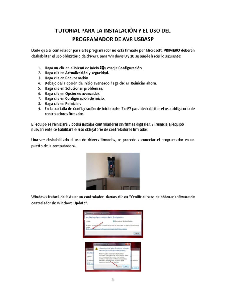 Tutorial para La Instalación y El Uso Del Programador de AVR USBASP | PDF | Point and Click ...