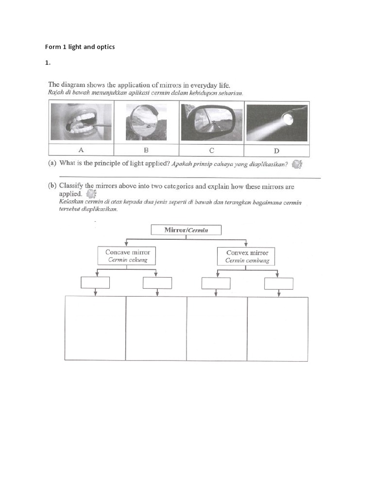 Form 1 Sciences Light and Optics | PDF | Science & Mathematics | Computers