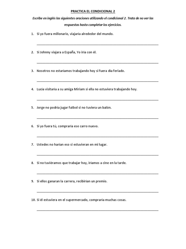Práctica El Condicional 2 | PDF | Deportes | Ocio