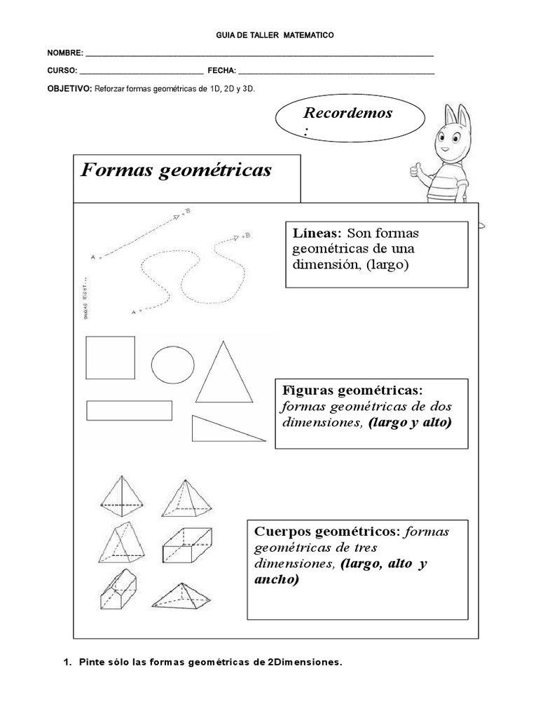 1° Básico GEOMETRÍA GUÍA DE REFUERZO FORMAS GEOMÉTRICAS de 1 2 y 3 ...