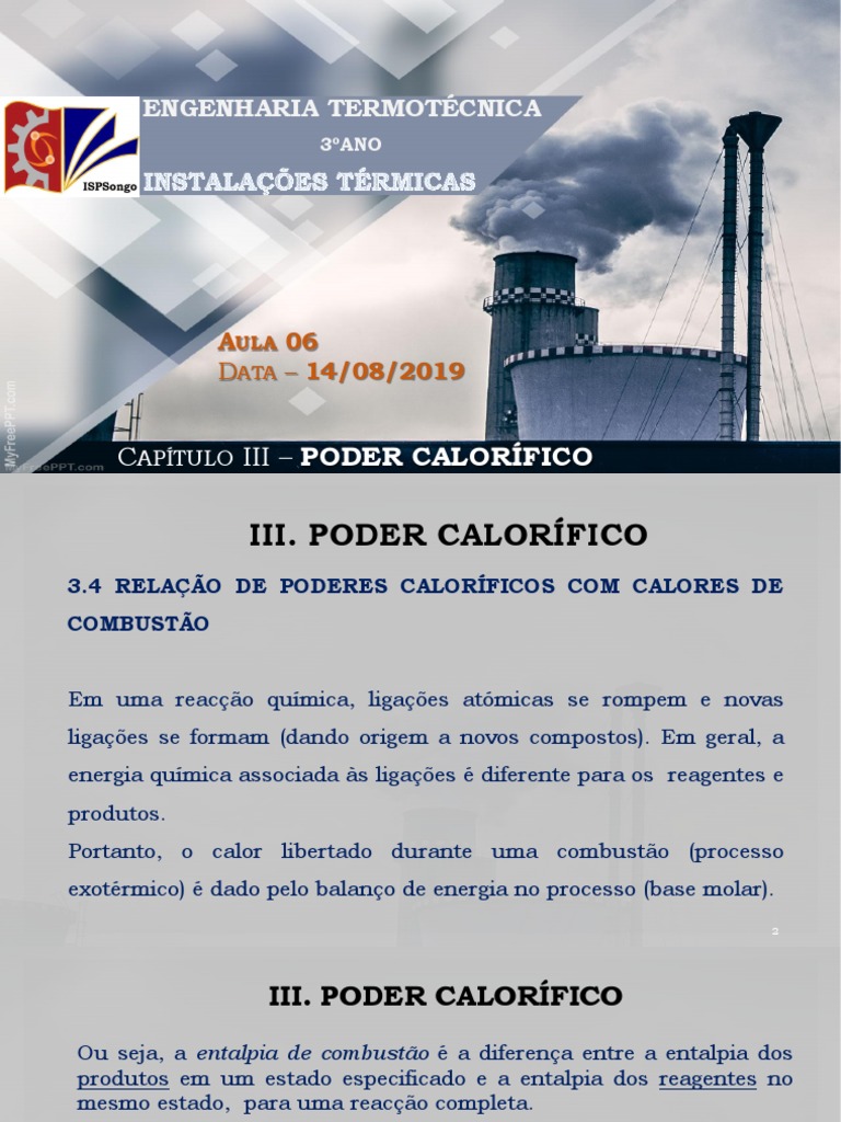 2019-IT - III-Poder Calorífico (Aula 6) | PDF | Combustão | Oxigênio
