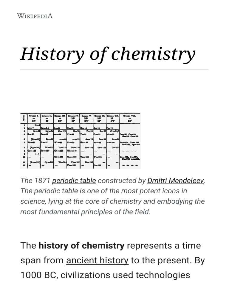 History of Chemistry - Wikipedia | PDF | Alchemy | Metallurgy