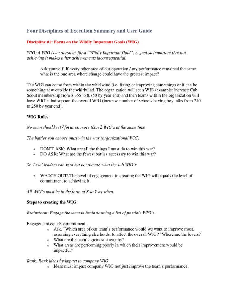 4 Disciplines of Execution Summary | PDF | Business