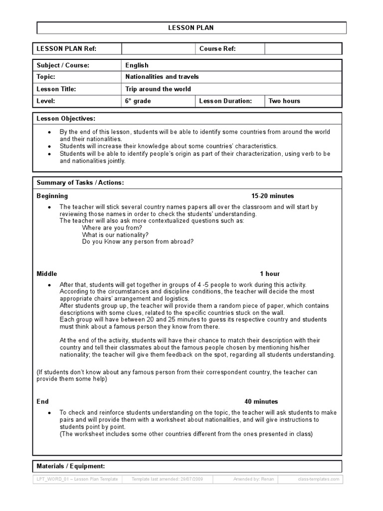LPT - WORD - 01 - Lesson Plan Template Template Last Amended: 29/07 ...