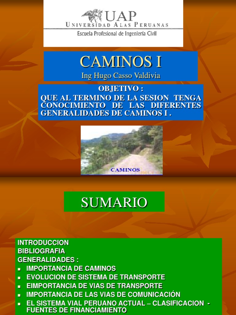 Generalidades del Curso Caminos I | PDF | Coche | La carretera