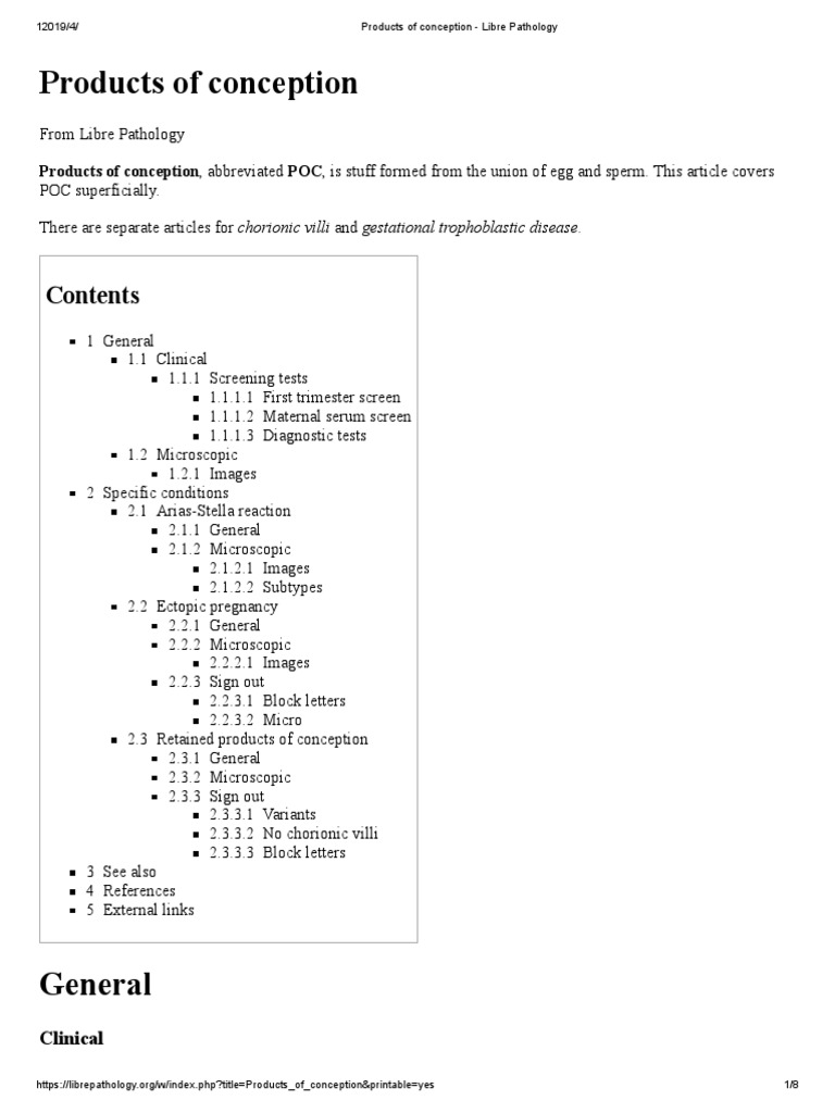 Products of Conception Pathology Overview | PDF | Human Chorionic ...