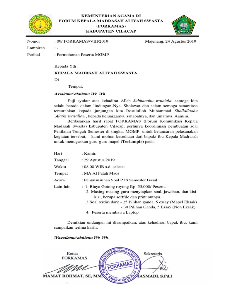 Contoh Undangan Penyusunan Soal PTS | PDF