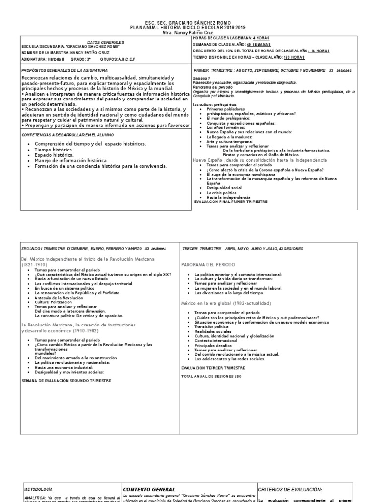 Plan Anual Historia 3 | PDF | México | España