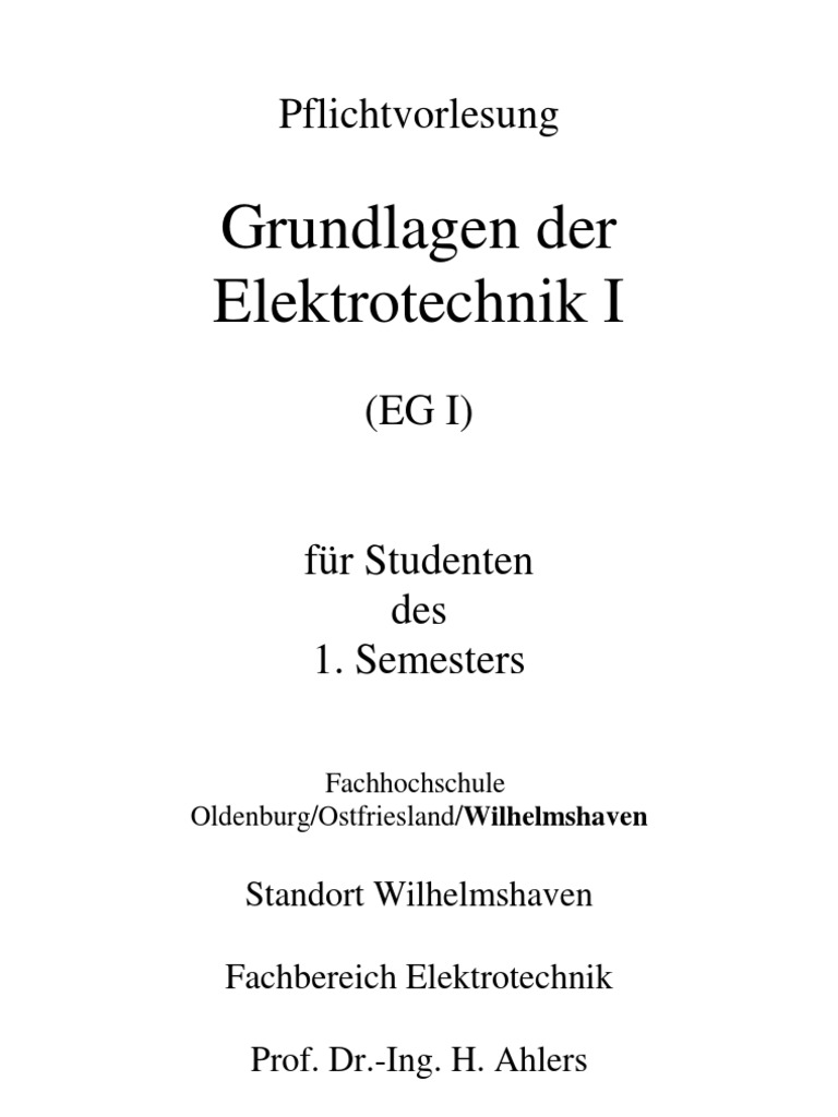 Grundlagen Elektrotechnik 1 | PDF