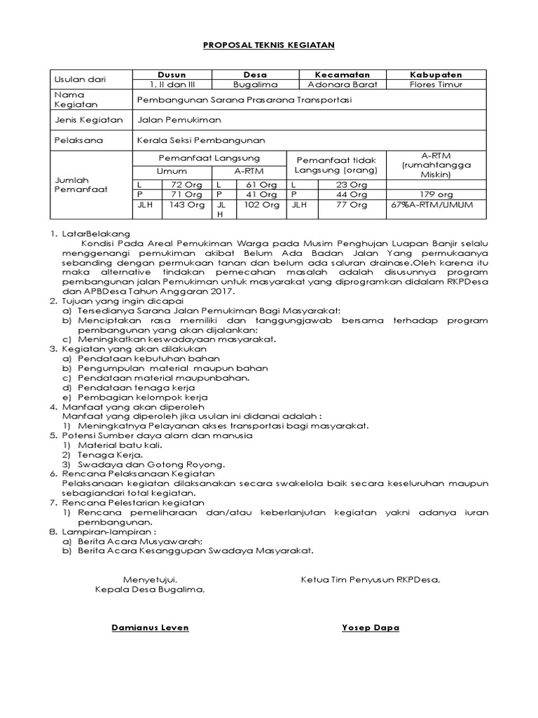Proposal Teknis Kegiatan | PDF