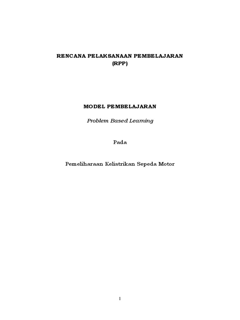 Rencana Pelaksanaan Pembelajaran (RPP) : Problem Based Learning | PDF