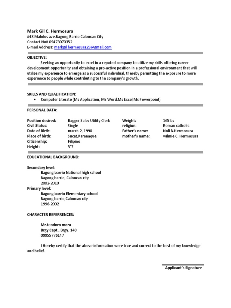 Mark-Gil-C Hermosura Resume | PDF | Wellness