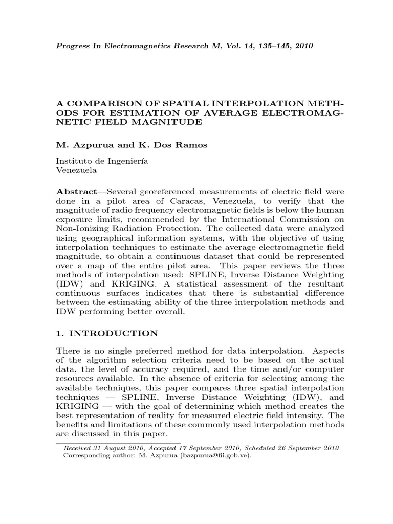 A Comparison of Spatial Interpolation Methods Azpurua & DosRamos 2010 PDF | PDF | Interpolation ...