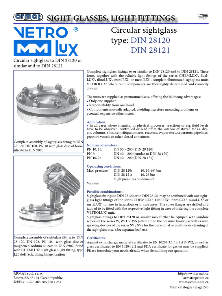 Stainless Steel Sightglass Din 28120 28121 | PDF | Mechanical ...