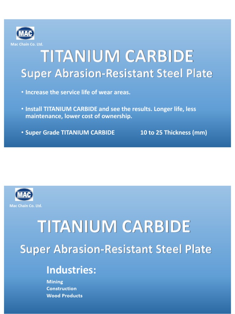 Titanium Carbide Wear Plate PPT 150 - Compressed | PDF | Titanium | Wear