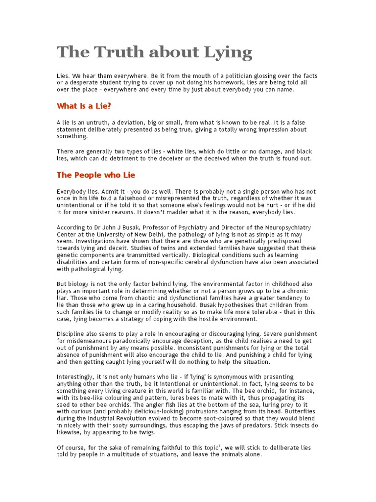 The Truth About Lying | PDF | Lie | Nonverbal Communication