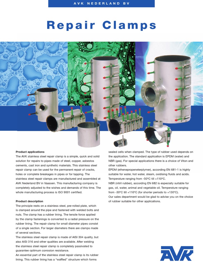 Brochure Repair Clamps ENG | PDF | Stainless Steel | Pipe (Fluid ...