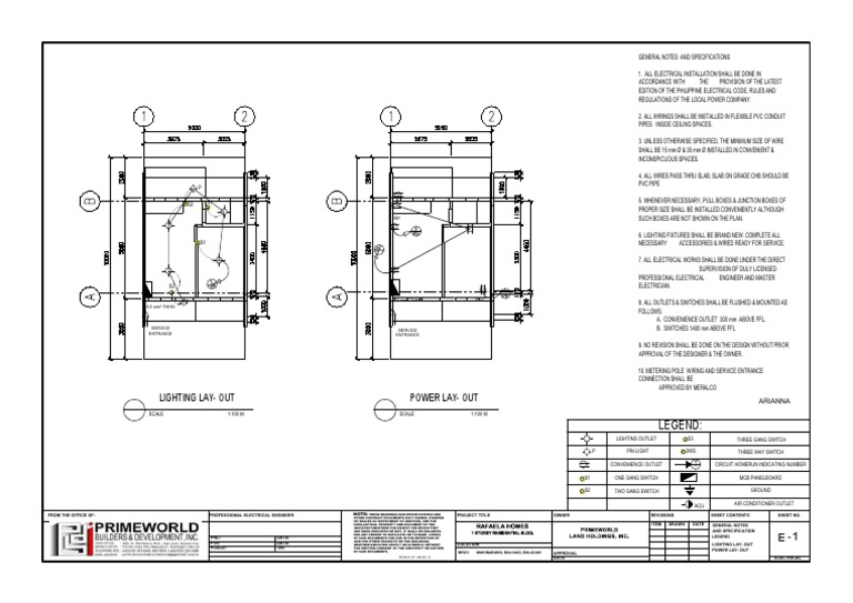 Legend:: Lighting Lay-Out Power Lay - Out | PDF | Electrical Wiring ...