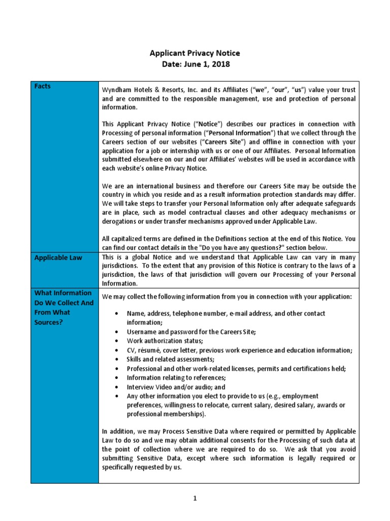WHR Applicant Privacy Notice 1 | PDF | Employment | Privacy
