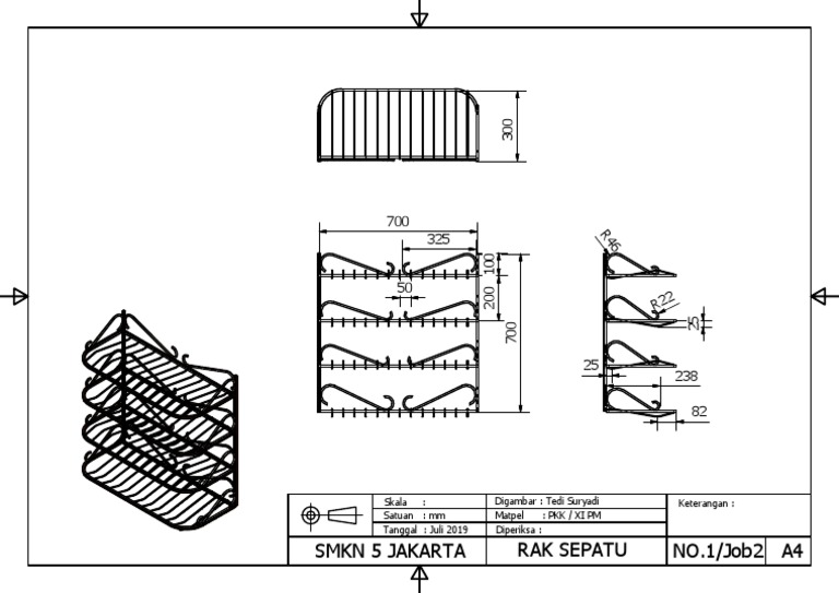 Sketsa Desain Rak Sepatu Besi | PDF